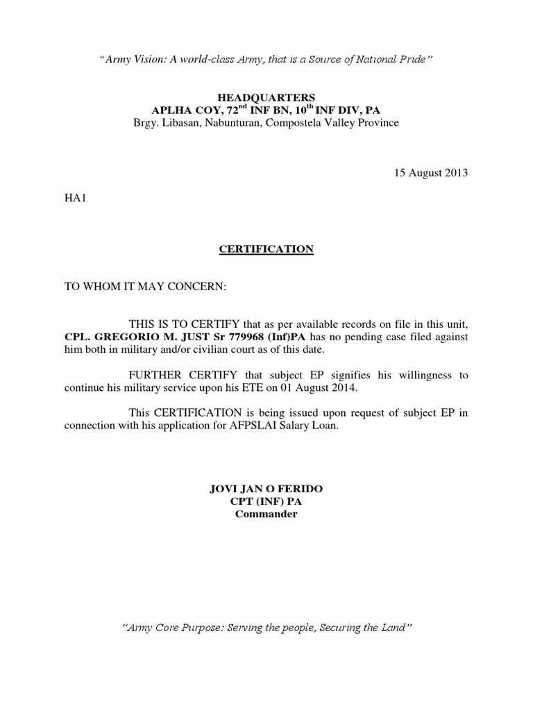 AFP Certification | PDF | Military | Government