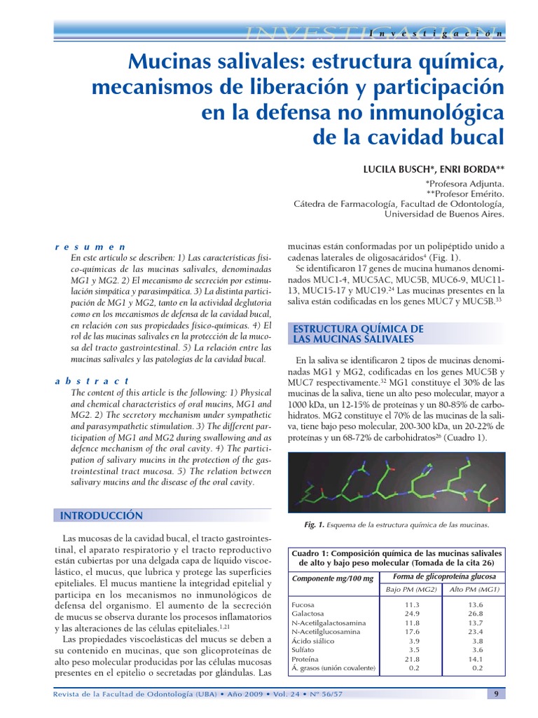 Mucina | Descargar gratis PDF | Prostaglandina | Diente humano