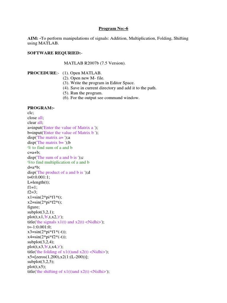 DSP matlab | Matlab | Electrical Engineering