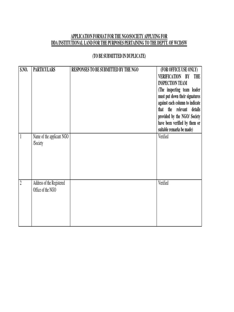 Application Format - Dda Instl Land | PDF | Non Governmental ...