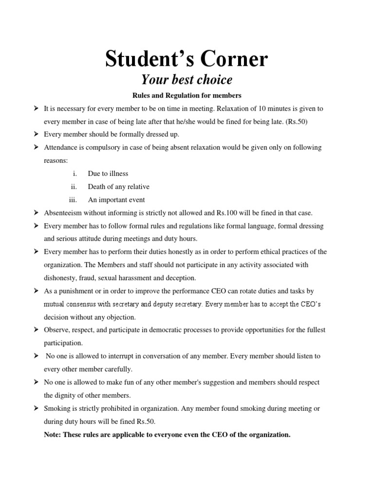 Student's Corner: Your Best Choice | PDF