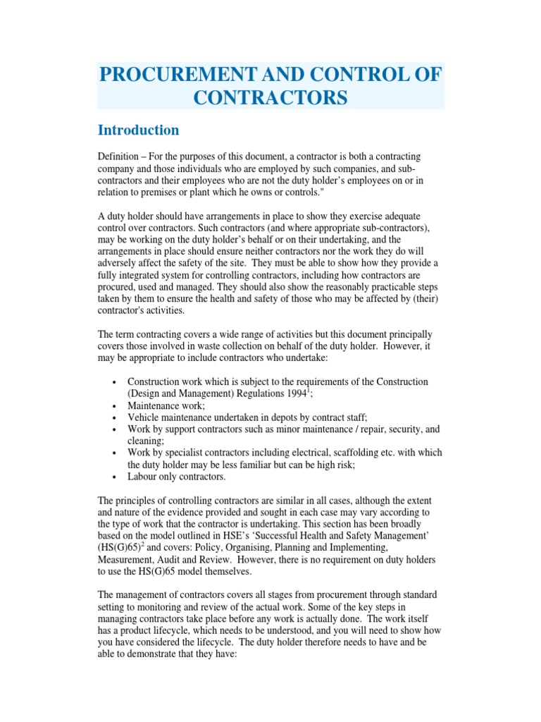 Contractor Procurement Document | PDF | Business