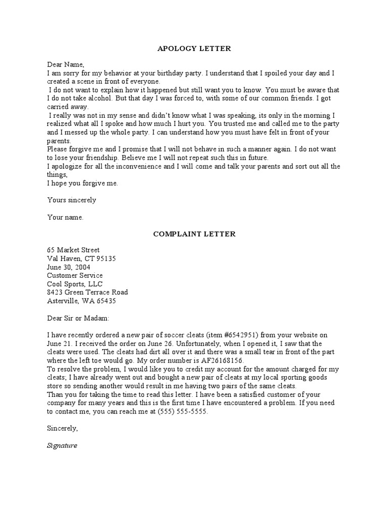 Apology Letter: Signature | PDF | Gastronomy | Restaurants