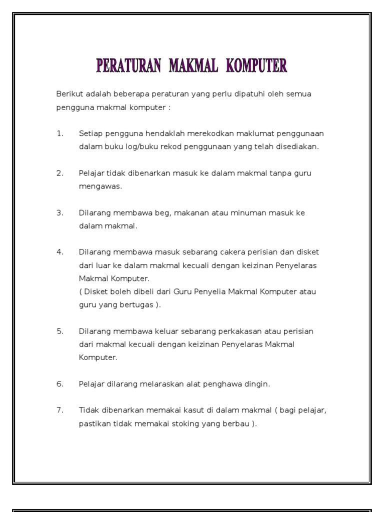 CONTOH 1 Peraturan Makmal | PDF