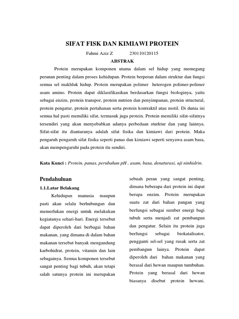 Sifat Fisik dan Kimia Protein | PDF