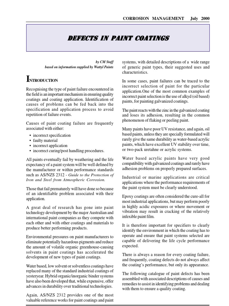 Defects in Paint | Paint | Corrosion