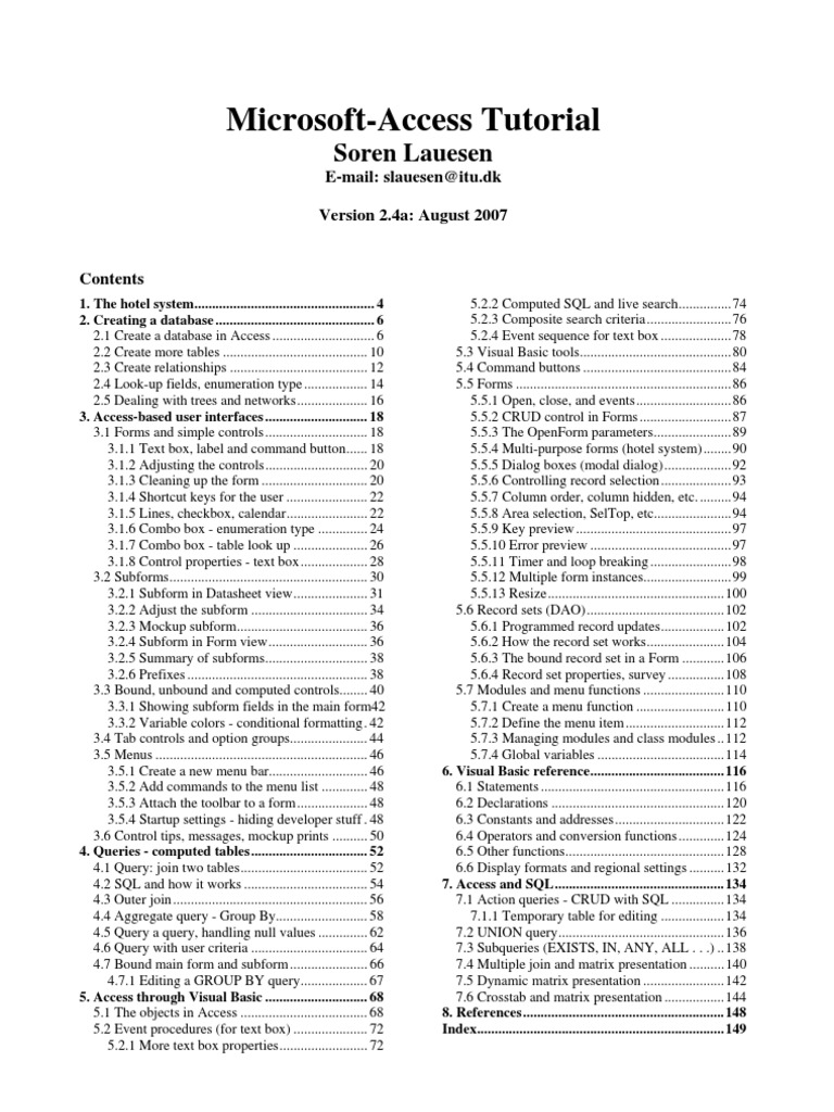 Access Tutorial | PDF | Databases | Microsoft Access