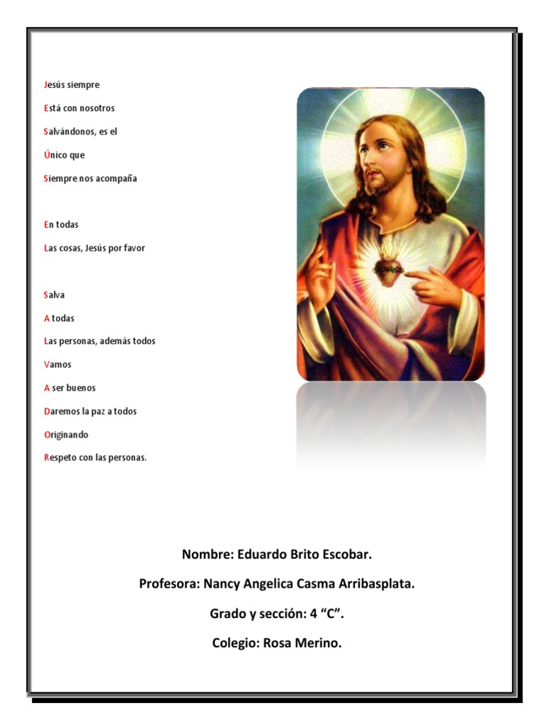 Acrostico A JESÚS EL SALVADOR | PDF