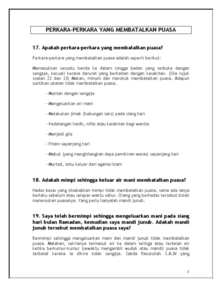 Perkara Membatalkan Puasa | PDF