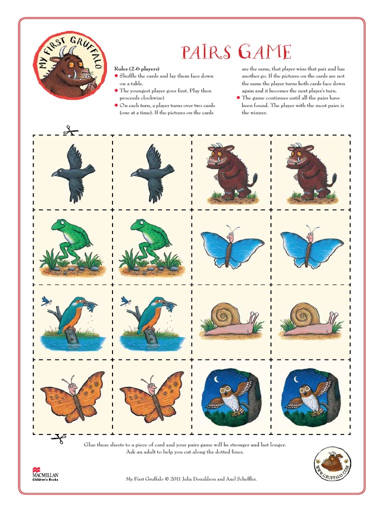 Gruffalo Pairs Game Instructions | PDF