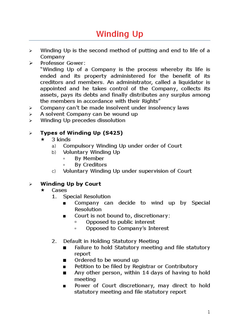 6 - Winding Up | PDF | Liquidation | Corporations