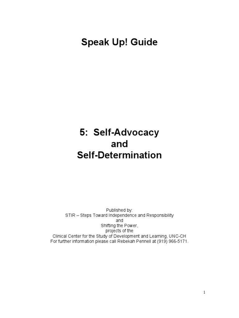 Self-Advocacy & Self-Determination Guide | PDF | Disability | Medicaid