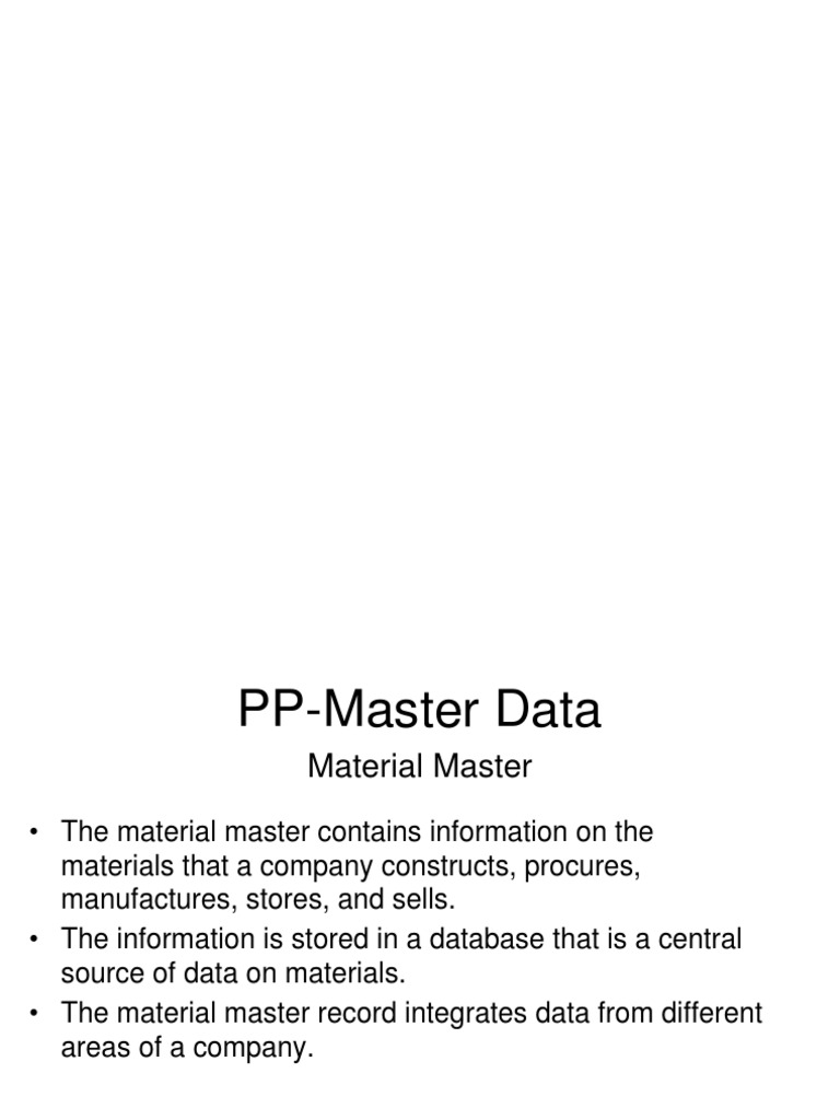 PP – Master Data-sap pp | Production And Manufacturing | Technology