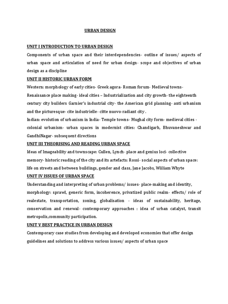 Urban Design Notes | PDF | Urbanization | Urban Geography