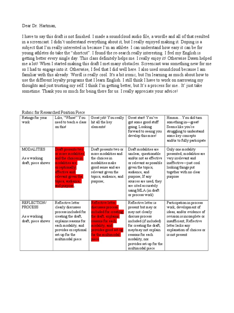 Multimodal Piece New Draft 4-1 Assesment | PDF | Psychological Concepts ...