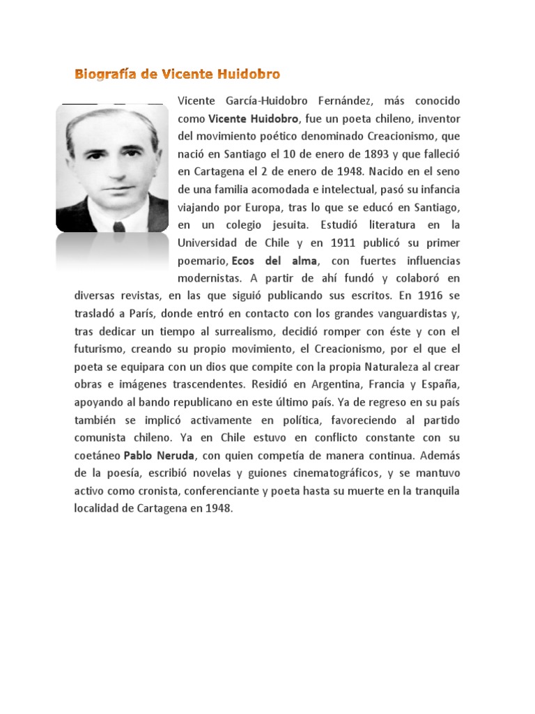 Biografía de Vicente Huidobro