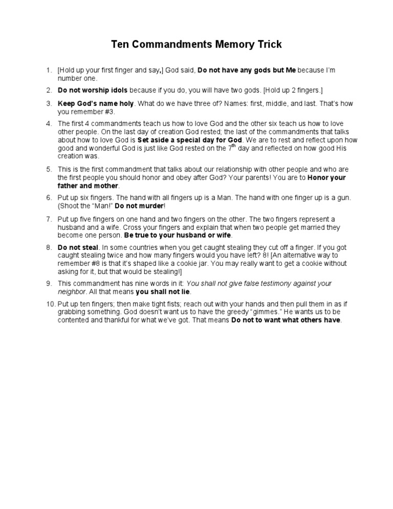 Ten Commandment Memory Trick | PDF