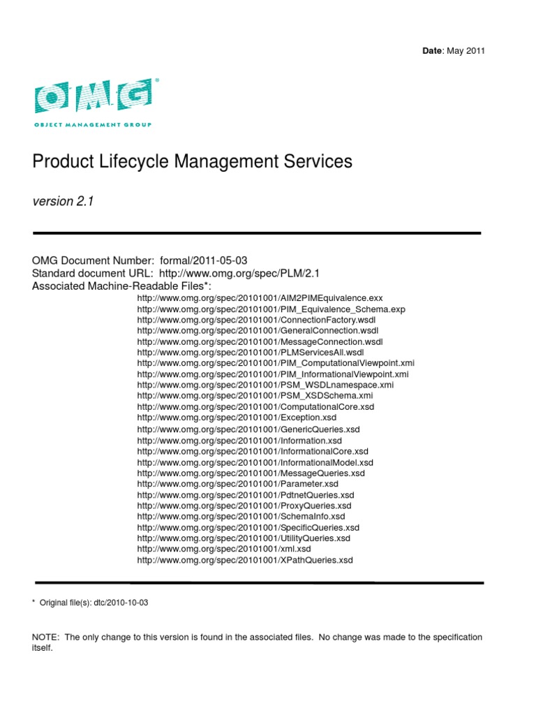 OMG - Product Lifecycle Management Services | PDF | Object Management ...