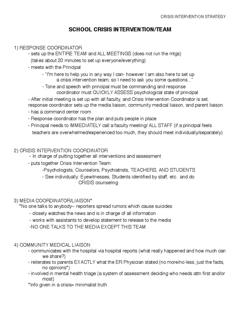 Crisis Intervention Strategy | Psychology | Wellness