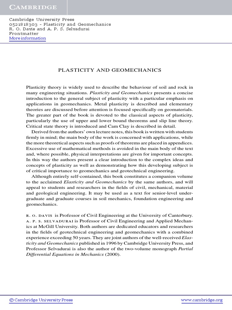 Frontmatter | PDF | Plasticity (Physics) | Yield (Engineering)