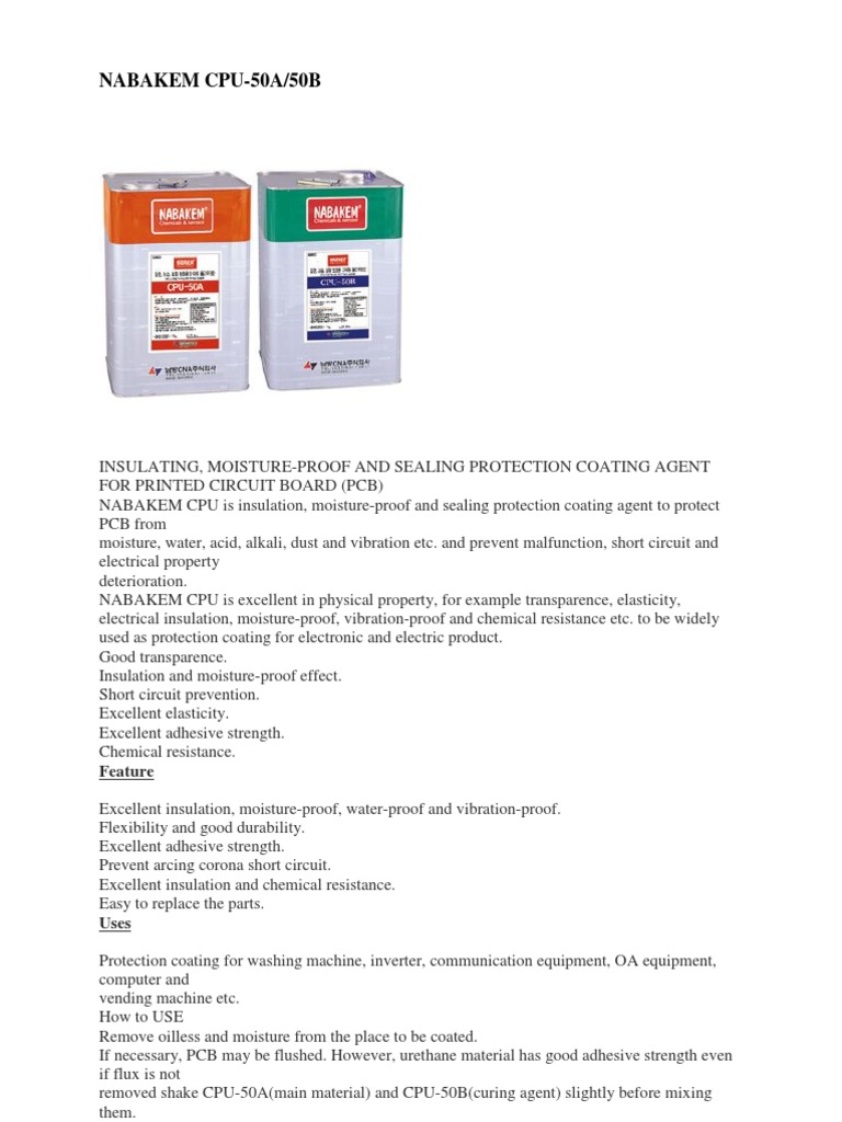 Nabakem PCB Insulating Coating Agent | PDF | Printed Circuit Board ...