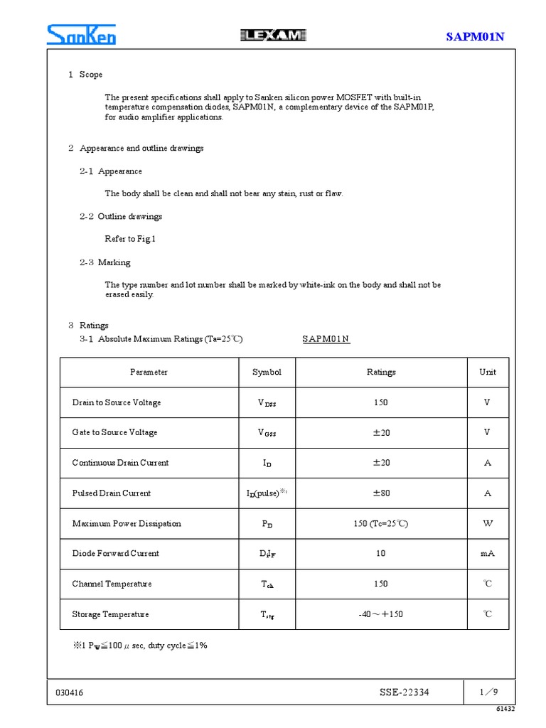 Sapm 01 P | PDF | Field Effect Transistor | Silicone