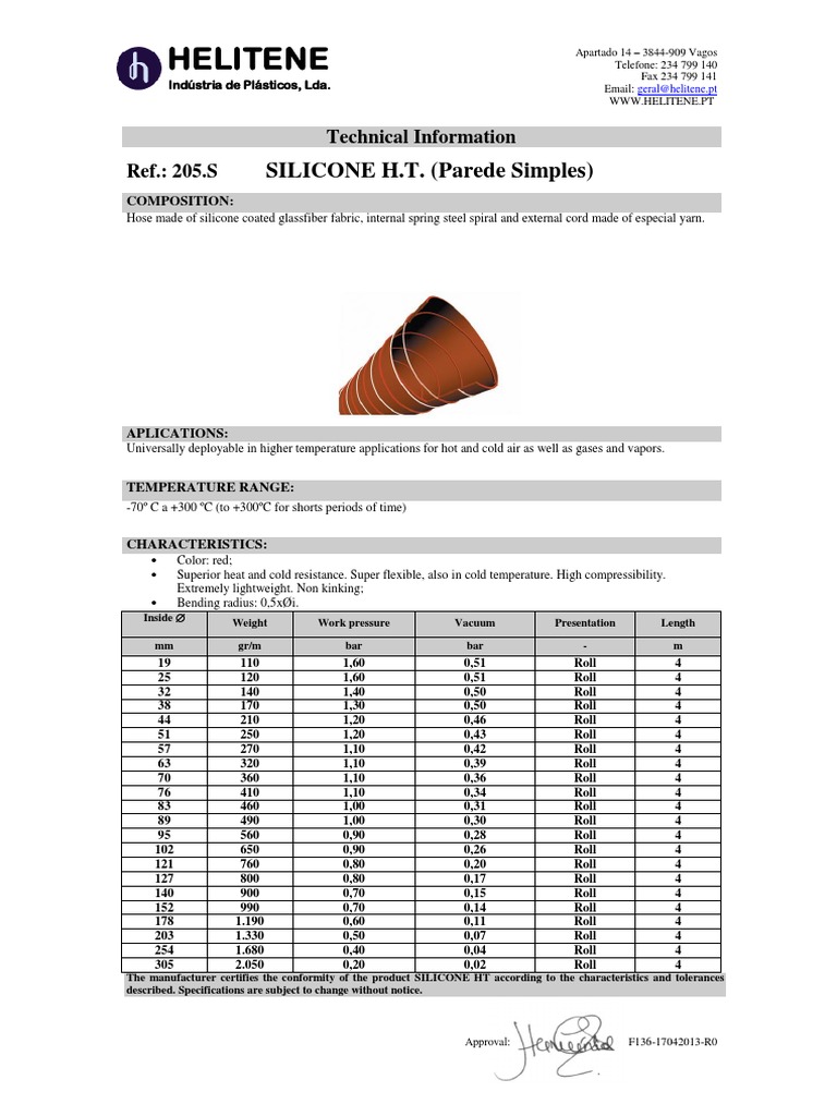 Silicone HT Hose Technical Specs | PDF