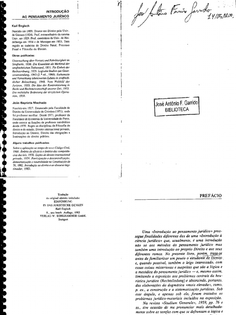 Engisch, Karl - Introdução Ao Pensamento Jurídico | PDF