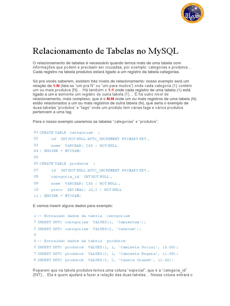Relacionamento de Tabelas no MySQL: Uma Abordagem Passo-a-Passo para ...