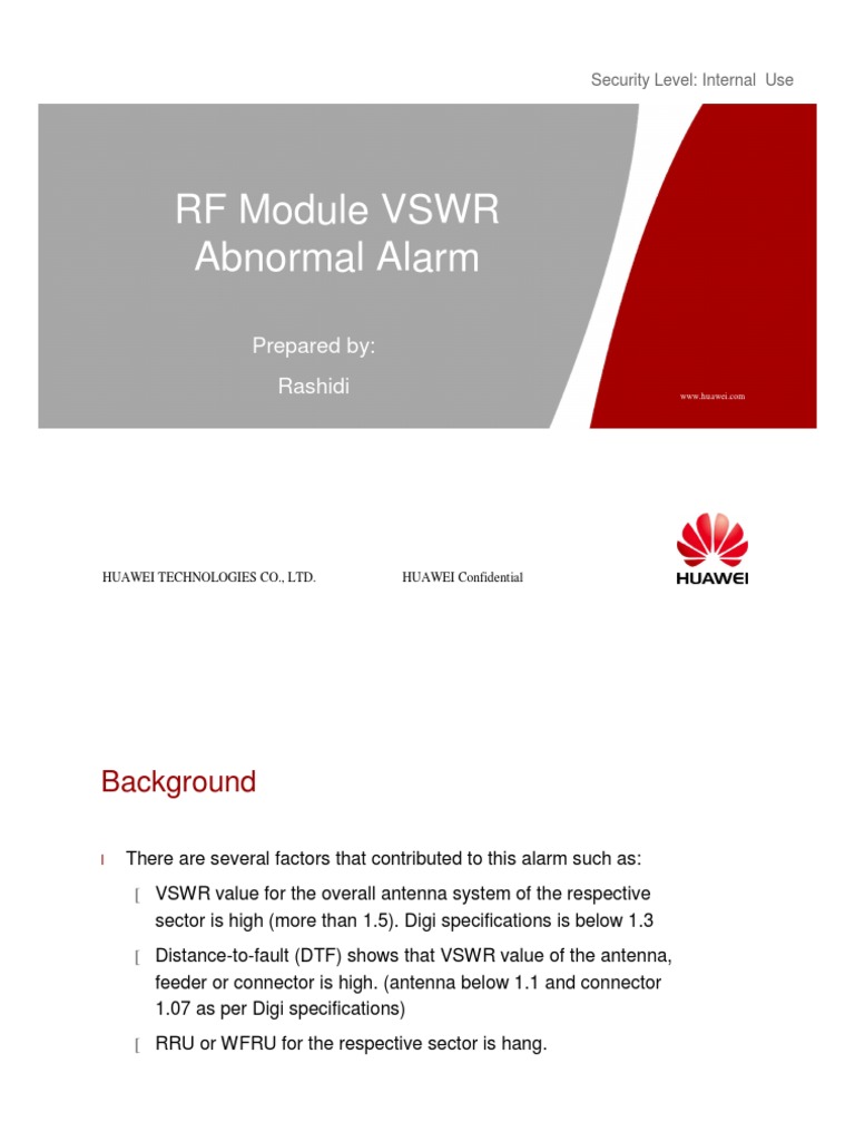 4.RF Module VSWR Abnormal Alarm | PDF | Electromagnetism | Wireless