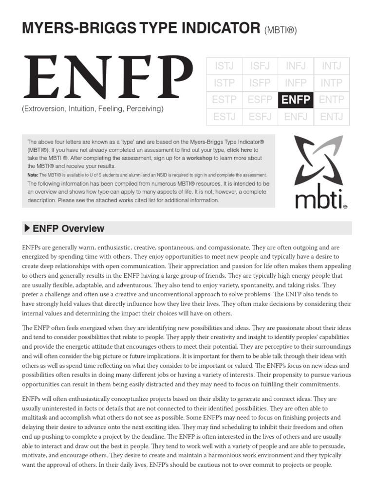 Enfp 1 | PDF | Creativity | Friendship
