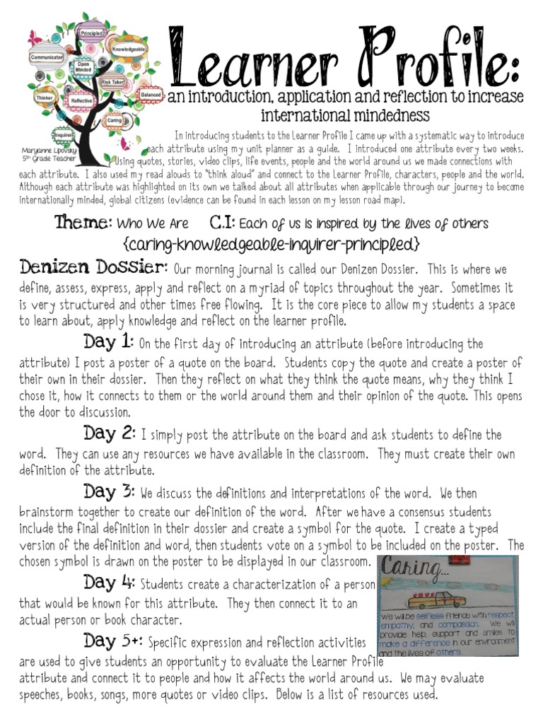 Learner Profile: An Introduction, Application and Reflection To ...