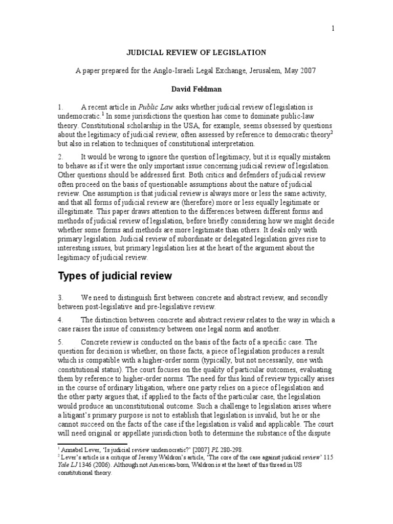 Legitimacy of Judicial Review Explained | PDF