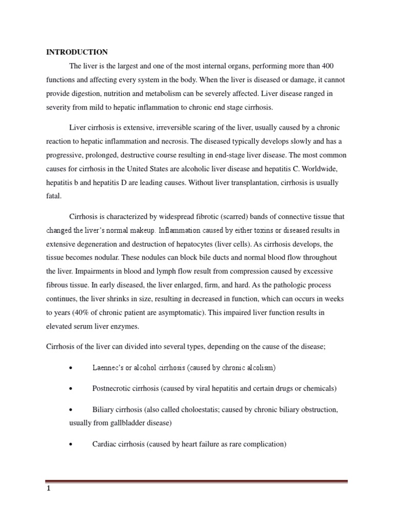 Case Study Liver Cirrhosis | PDF | Small Intestine | Gastrointestinal Tract