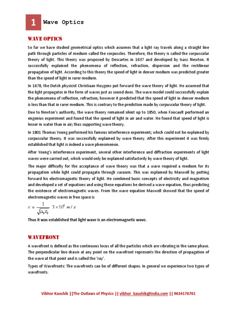 Wave Optics | PDF | Diffraction | Angular Resolution