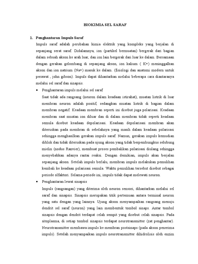 Aspek Biokimia Saraf | PDF