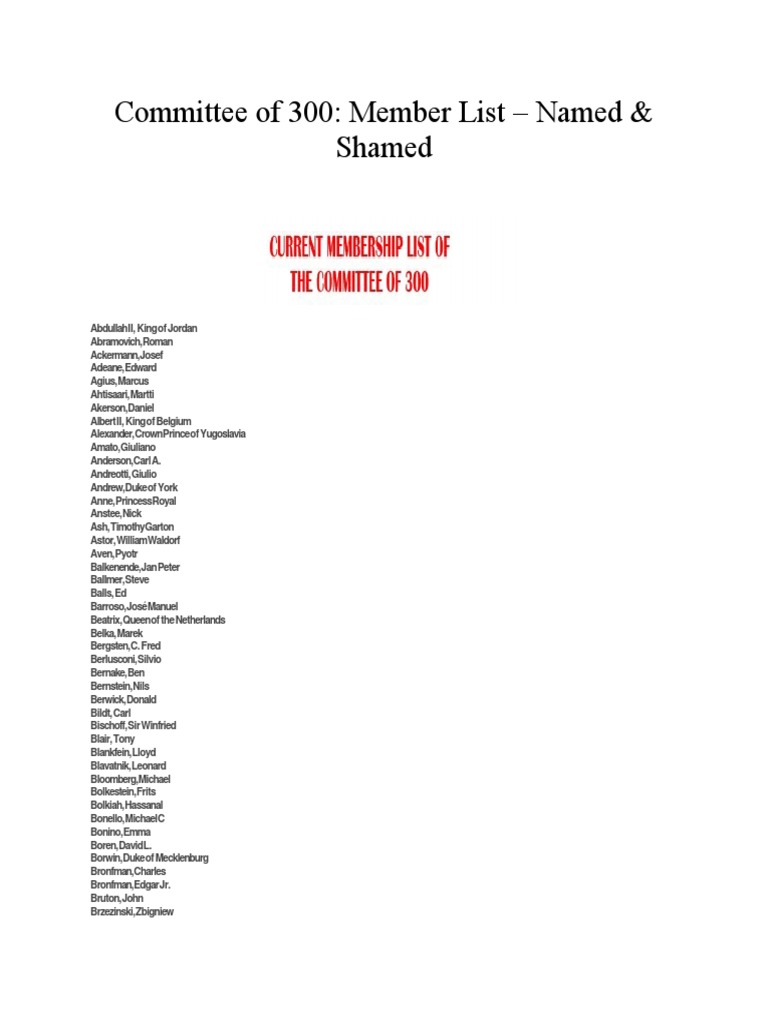 Committee of 300. | PDF | El Salvador | The United States