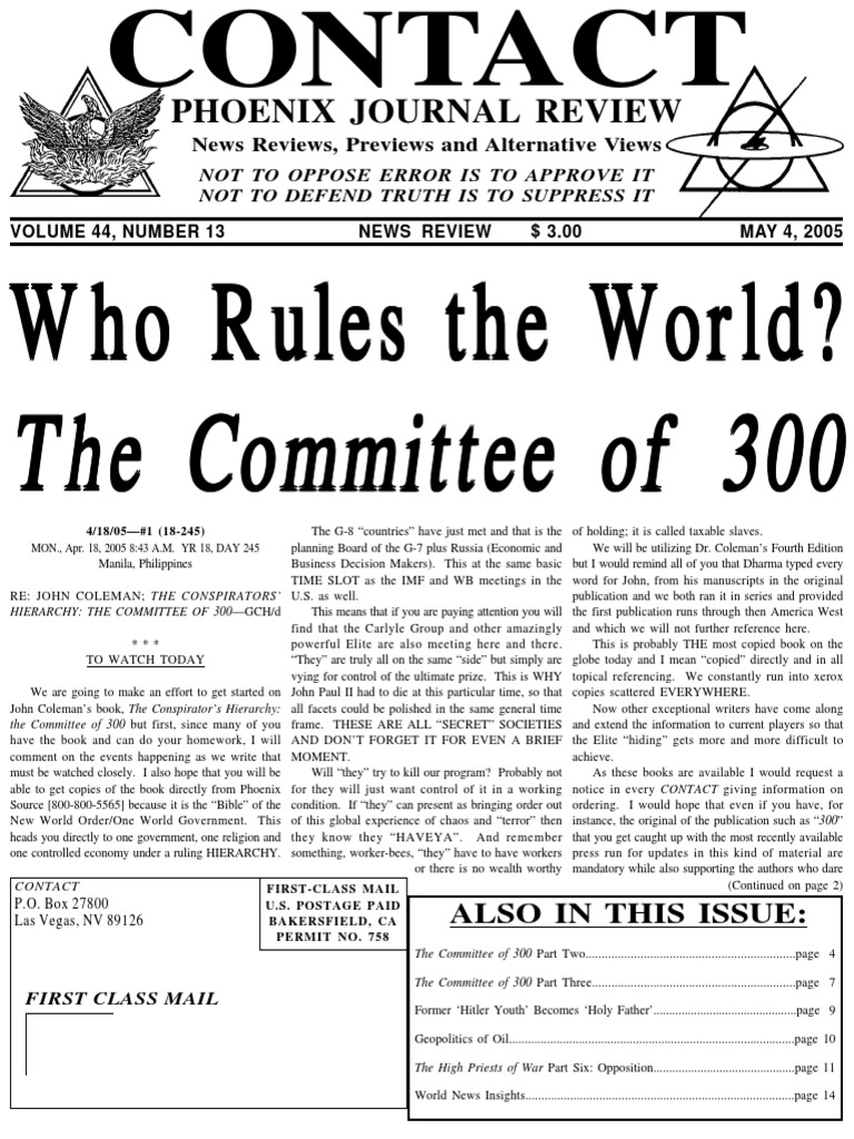Phoenix Journal The Committee of 300. | PDF | Pope Benedict Xvi ...