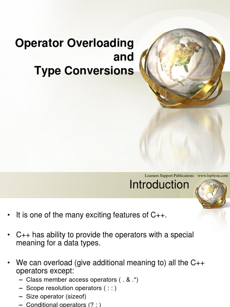 7) Operator Overloading and Type Conversions | PDF | Subroutine | Method (Computer Programming)