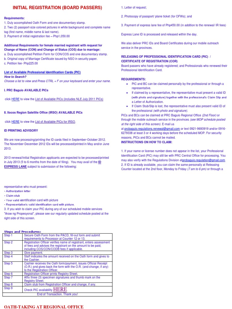 Initial Registration PRC | Identity Document | Official Documents