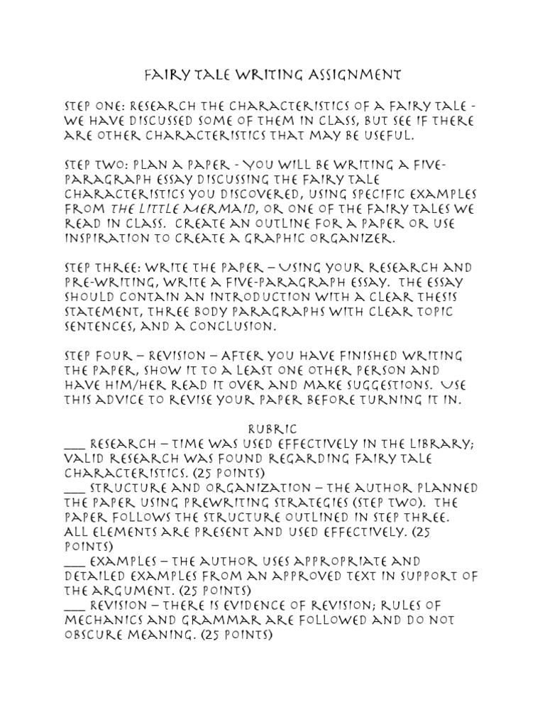 Fairy Tale Writing Assignment Guide | PDF