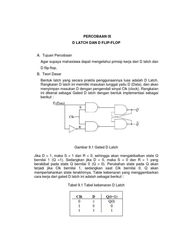 Bentuk Latch Yang Secara Praktis Penggunaannya Luas Adalah D Latch | PDF