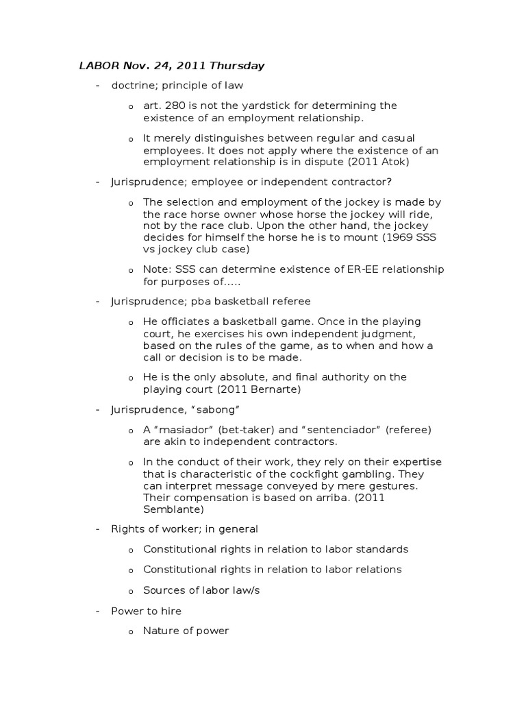 Labor Notes - Atty Marquez | PDF | Breastfeeding | Employment