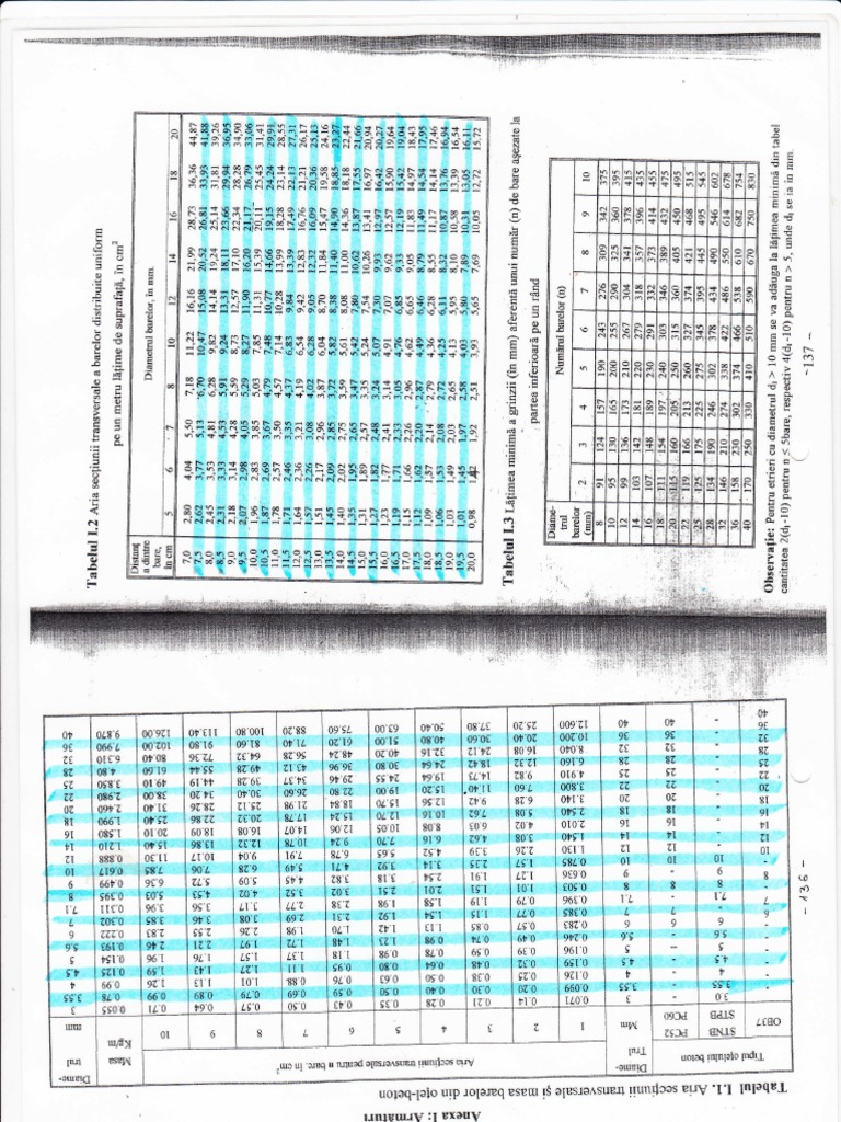 Tabel Armare 2 | PDF