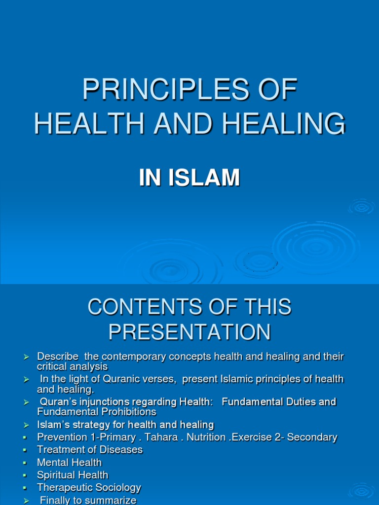 Islamic Principles of Health and Healing | PDF | Well Being | Soul
