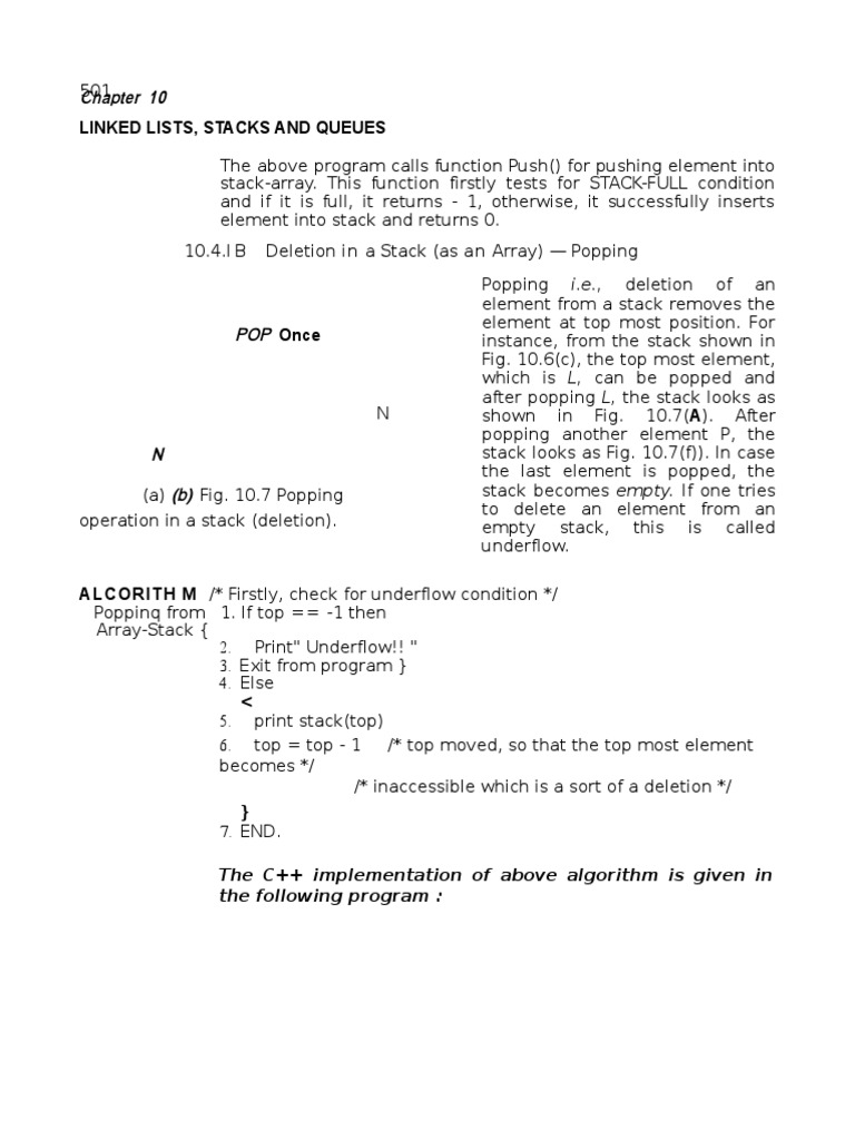 Linked Lists, Stacks and Queues: The C++ Implementation of Above Algorithm Is Given in The ...