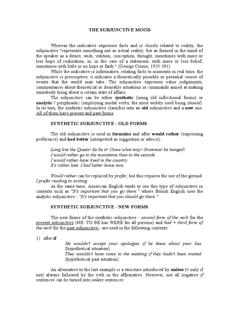 The Subjunctive Mood | PDF | Morphology | Semantic Units