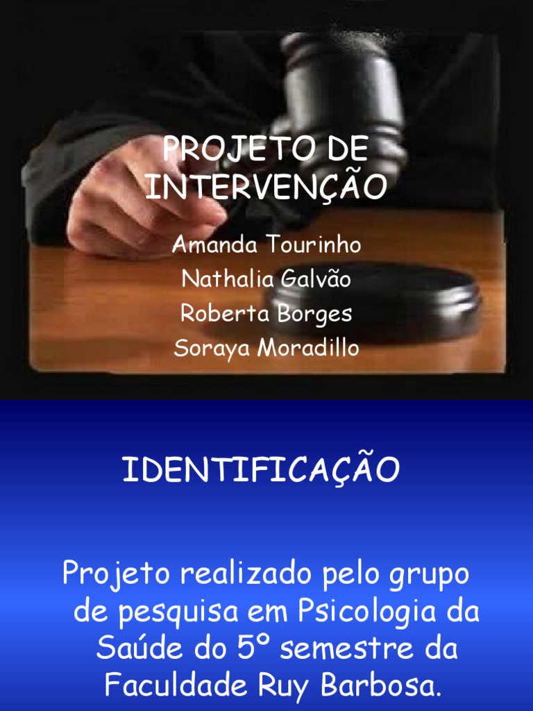 Projeto De IntervenÇÃo Slides Download Grátis Pdf Saúde Mental