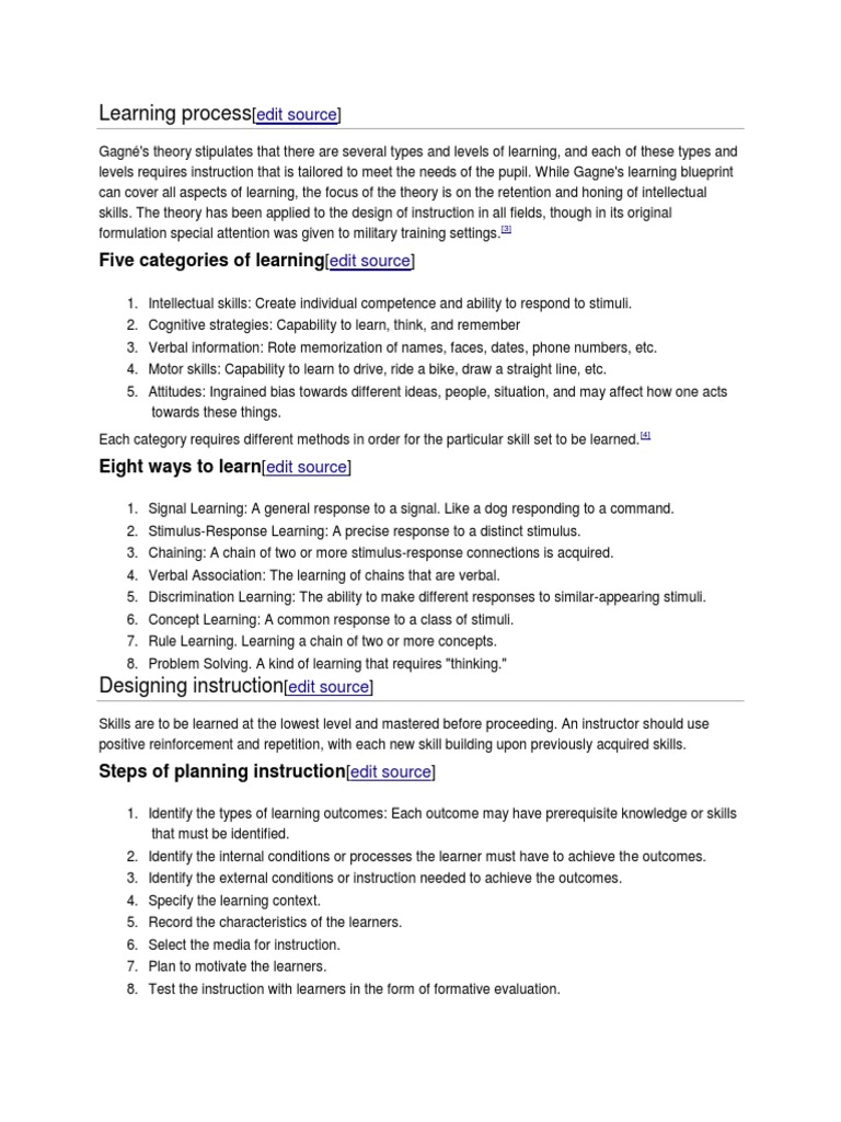 Gagné's Learning Theory Guide | PDF | Emergence | Behavioural Sciences