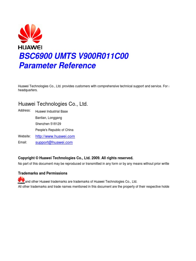Huawei6900 Umts Parameters | PDF | High Speed Packet Access | Asynchronous Transfer Mode